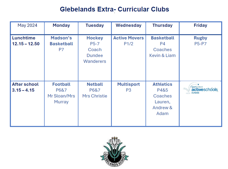 Timetable — Welcome to Glebelands Primary School